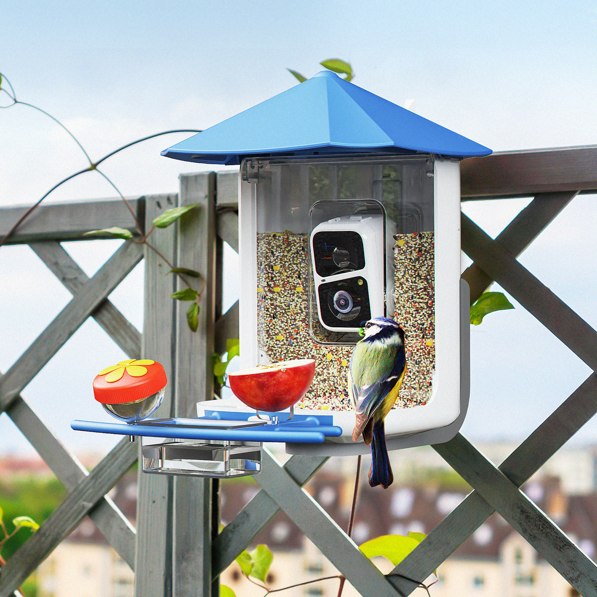 PerchMe Smart Bird Feeder – AI Camera & Solar Panel (Vermilion)